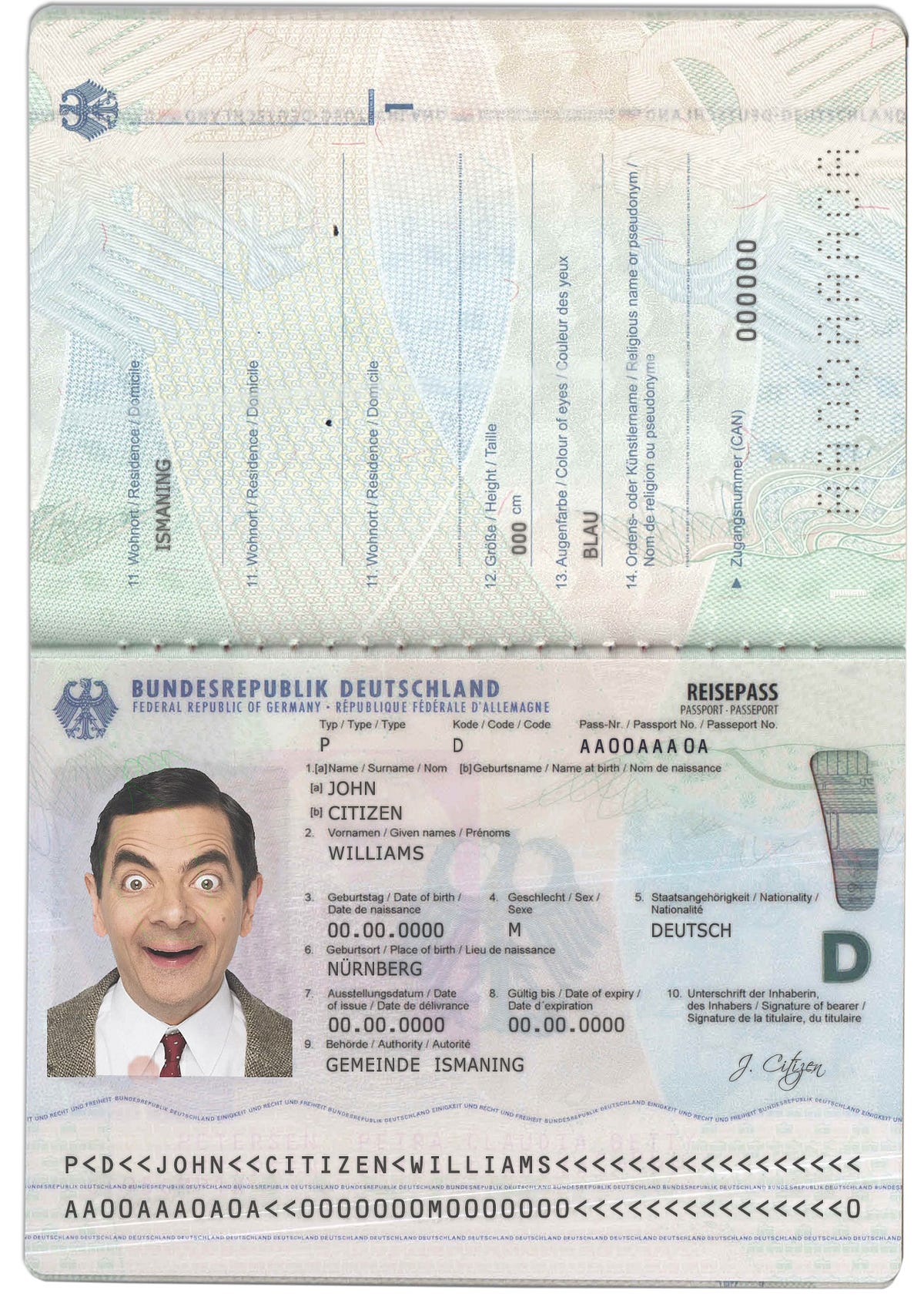 Authentic Germany PSD Passport Template (2017 — present ...