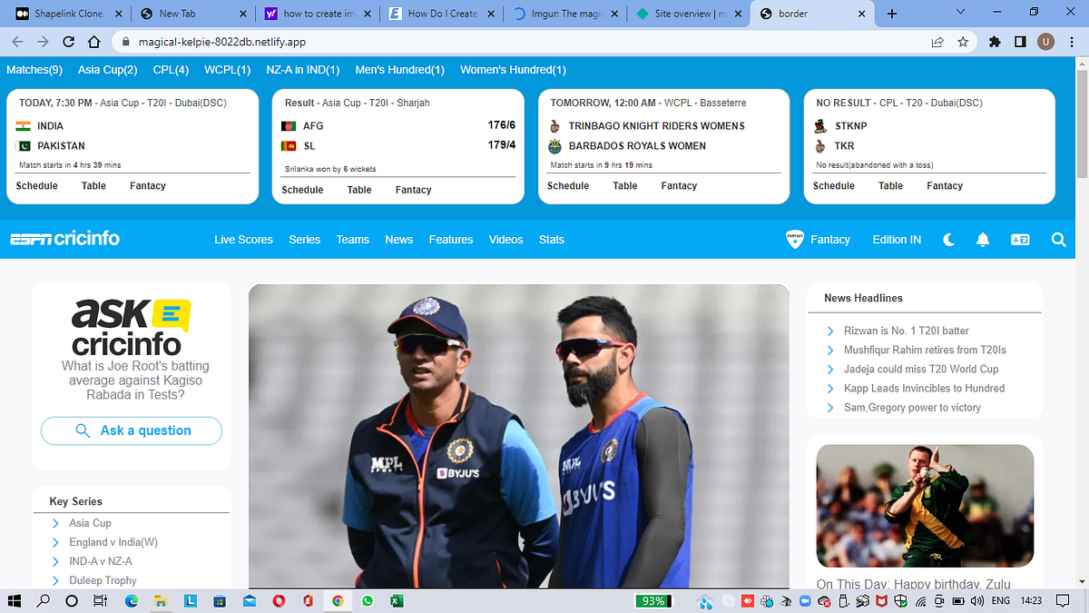 ESPNcricinfo Clone. I am student in Masai school from part… | by UttamKumarMehta | Medium
