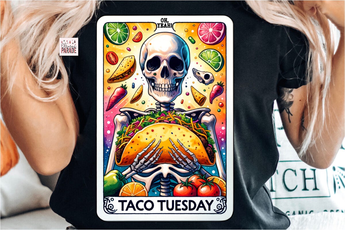 Taco Tarot Card Skeleton PNG Food - Codecrafter - Medium