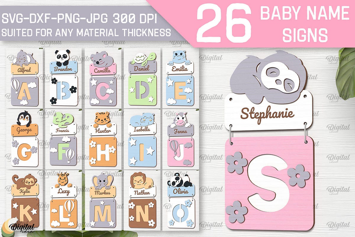 Baby Name Signs Laser Cut Bundle (3D SVG Cut Files) | by Leejunhe | Apr ...