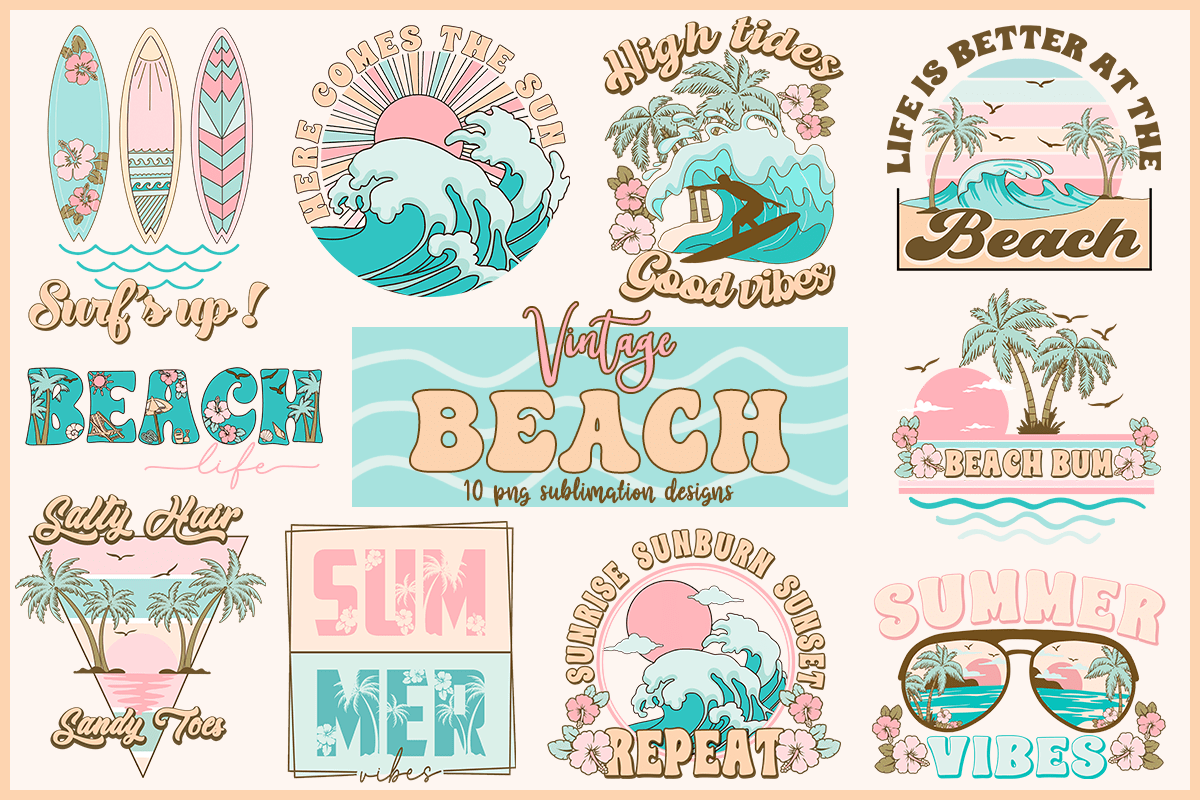 Vintage Beach Summer Sublimation Design Free | by Neuralnomad | Jul ...