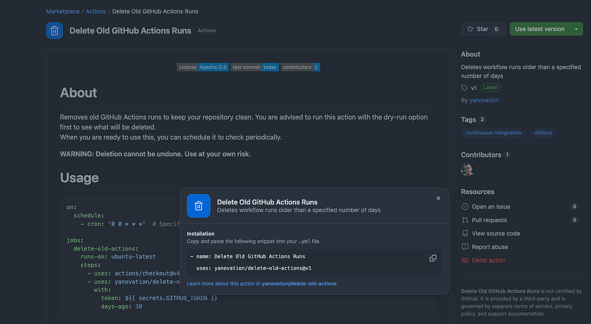 Automatically delete old GitHub Actions runs | by Pooyan Razian | Medium
