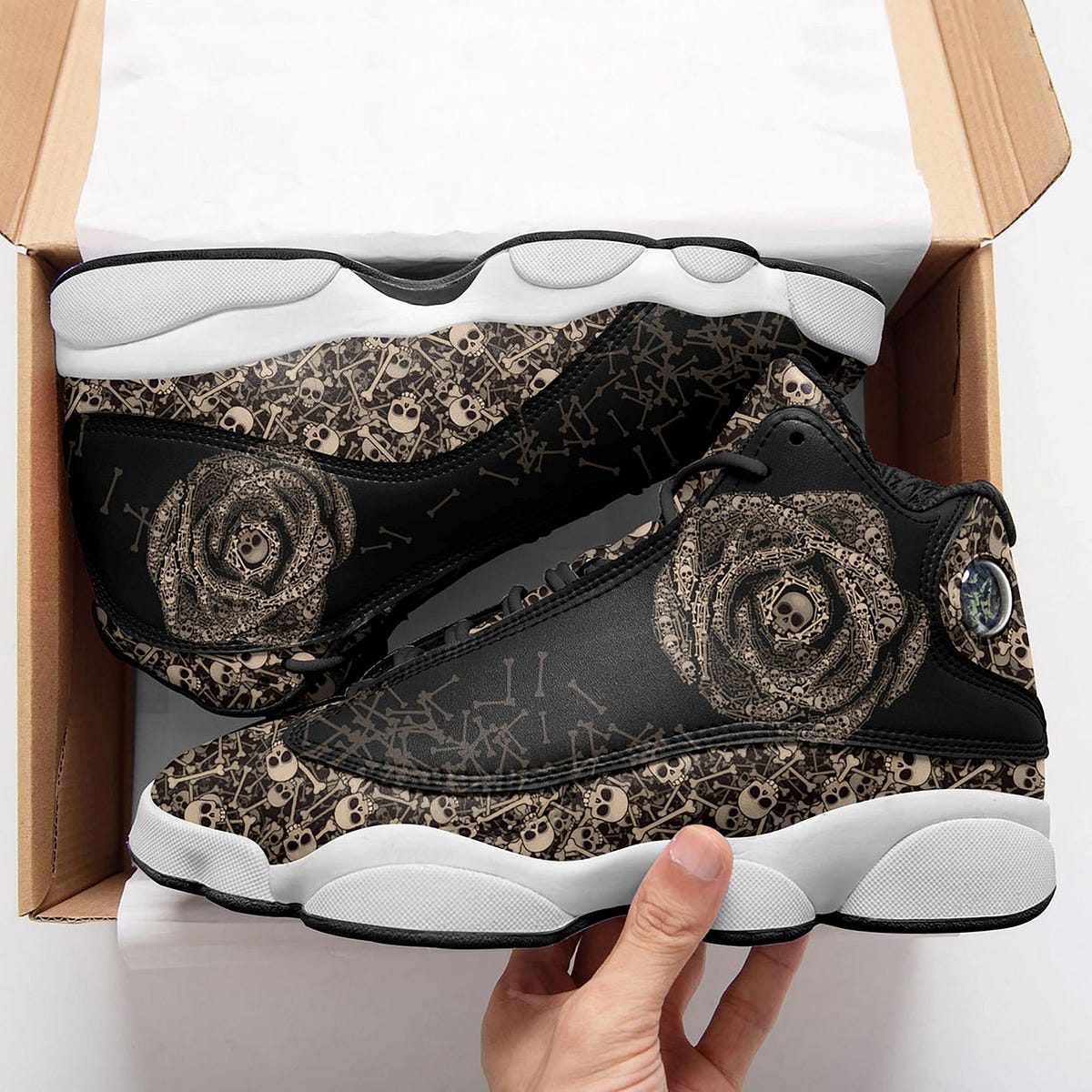 Skull Rose Jordan 13 Shoes Skull Shoes Alternative Fashion Men Women ...