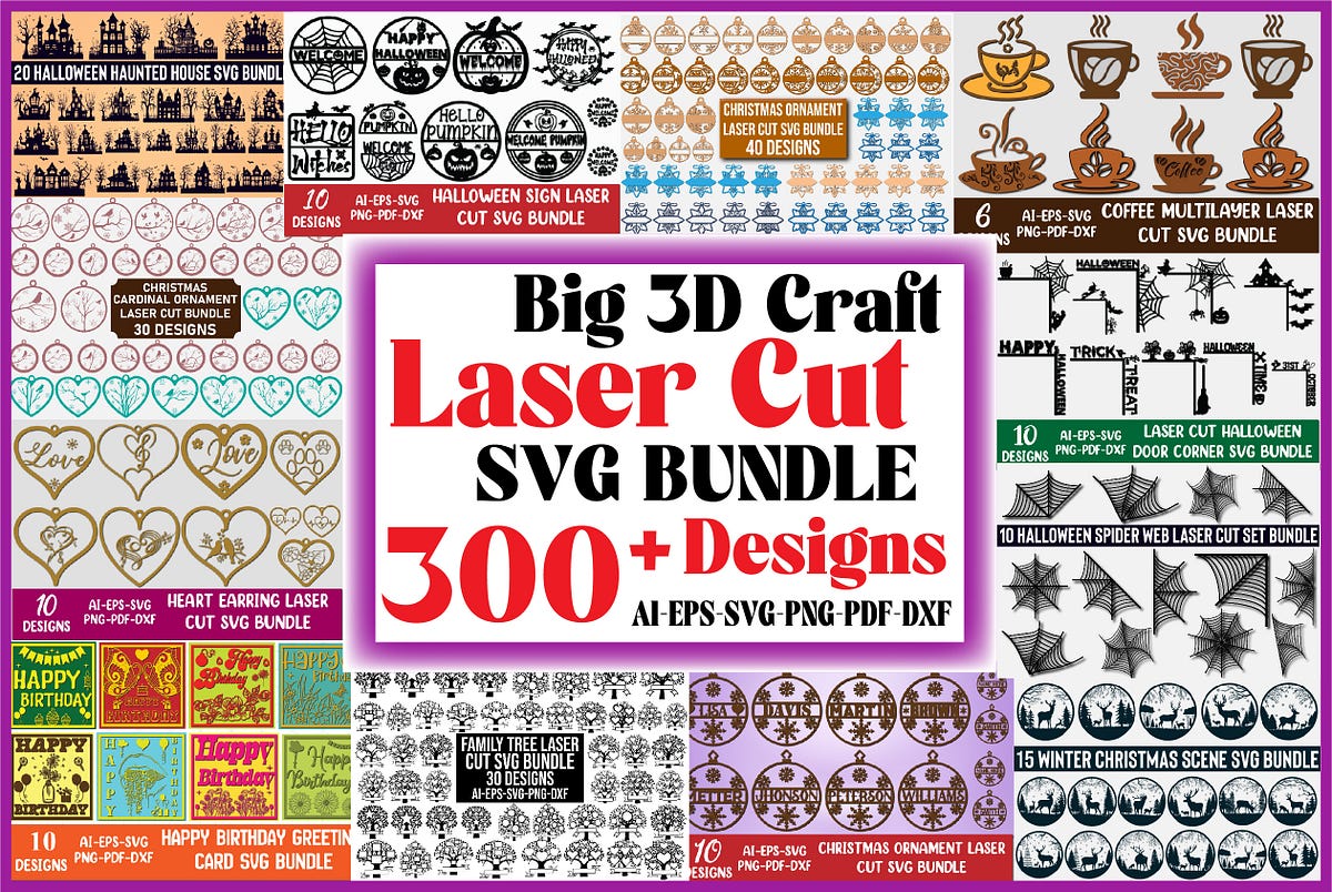 Big 3D Craft Laser Cut SVG Bundle (Craft Graphics) | by Arttechtom ...