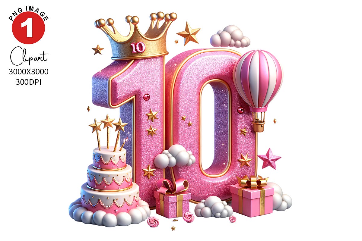 10th Birthday Clipart, Happy Birthday | by Lijungh | May, 2024 | Medium