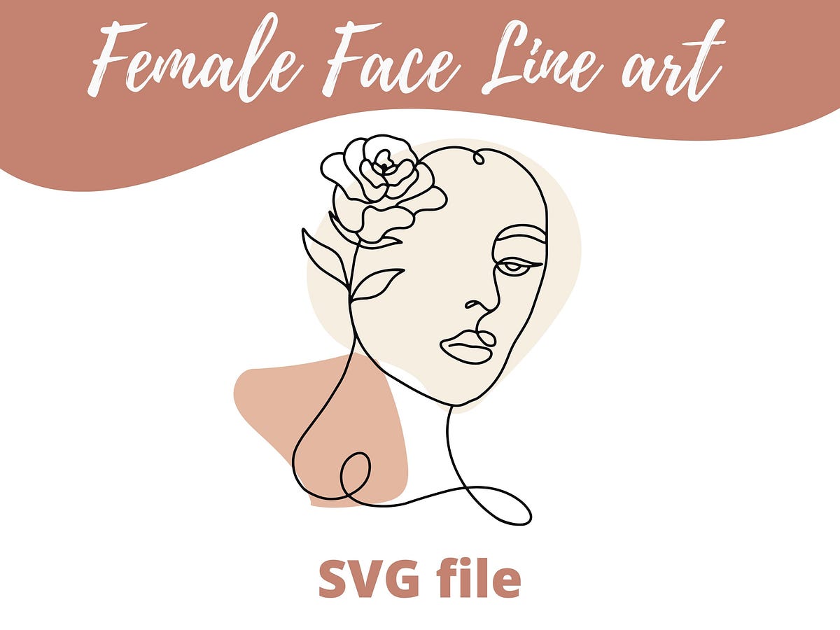 Female Face Line Art SVG, Boho Women SVG - Neonnebula - Medium