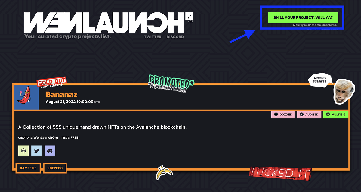 How to submit a project to Wenlaunch (with images) | by Wenlaunch / Bananaz | Medium