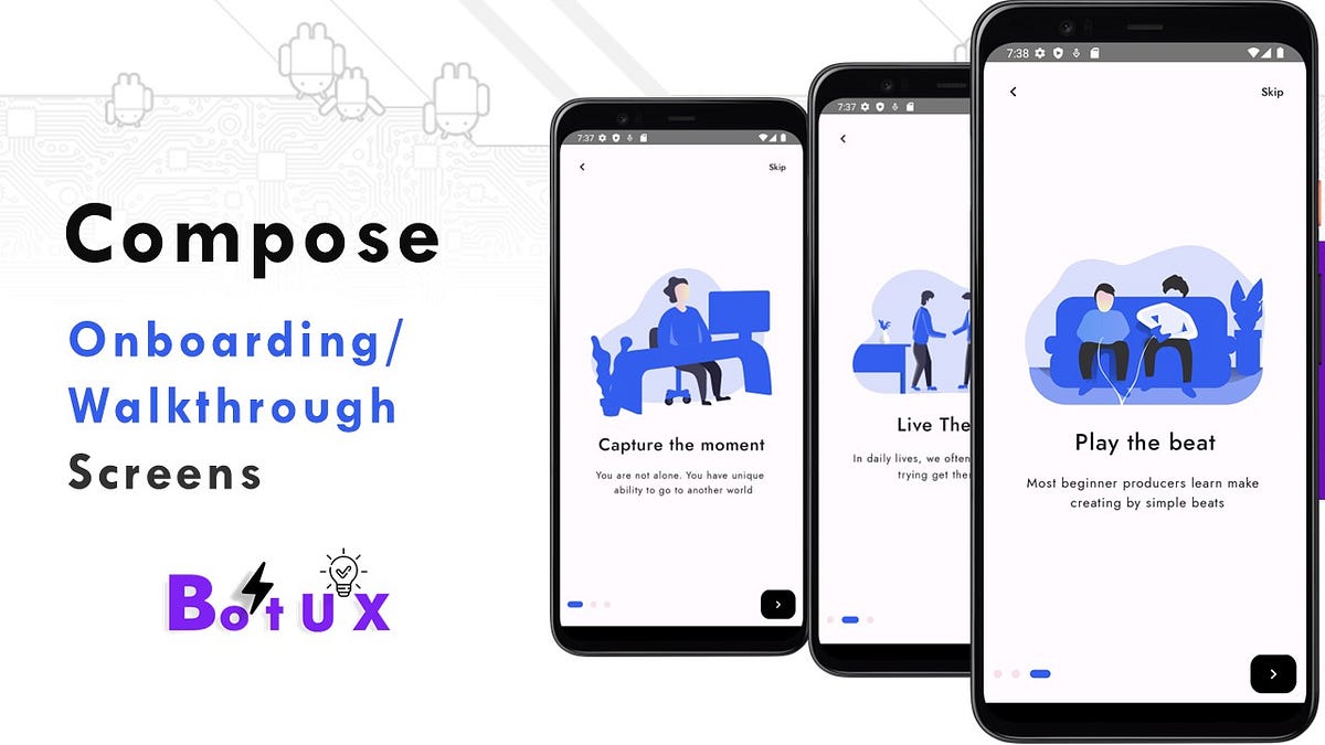 Walkthrough / Onboarding Screen in Jetpack Compose - Boltuix - Medium