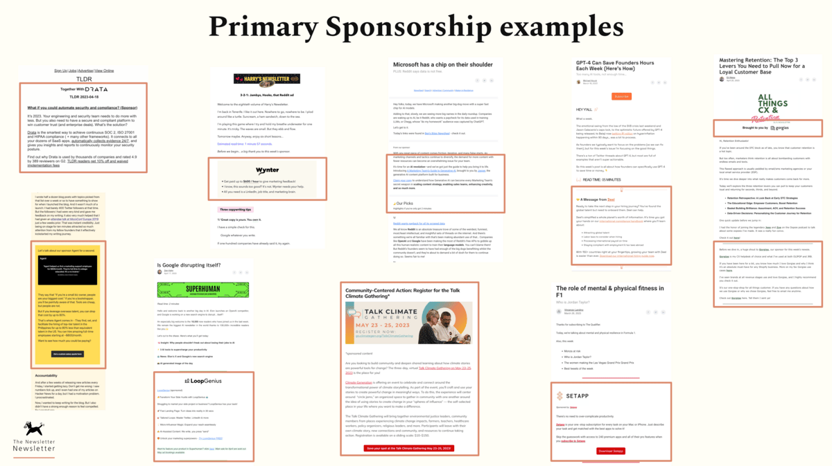 Cost of sponsorships across various newsletters. | by The Newsletter ...
