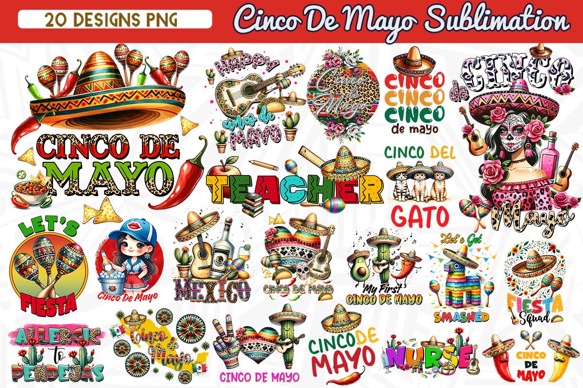 Cinco De Mayo Sublimation Bundle (Unique Print Mock-ups) | by Leejunhe ...