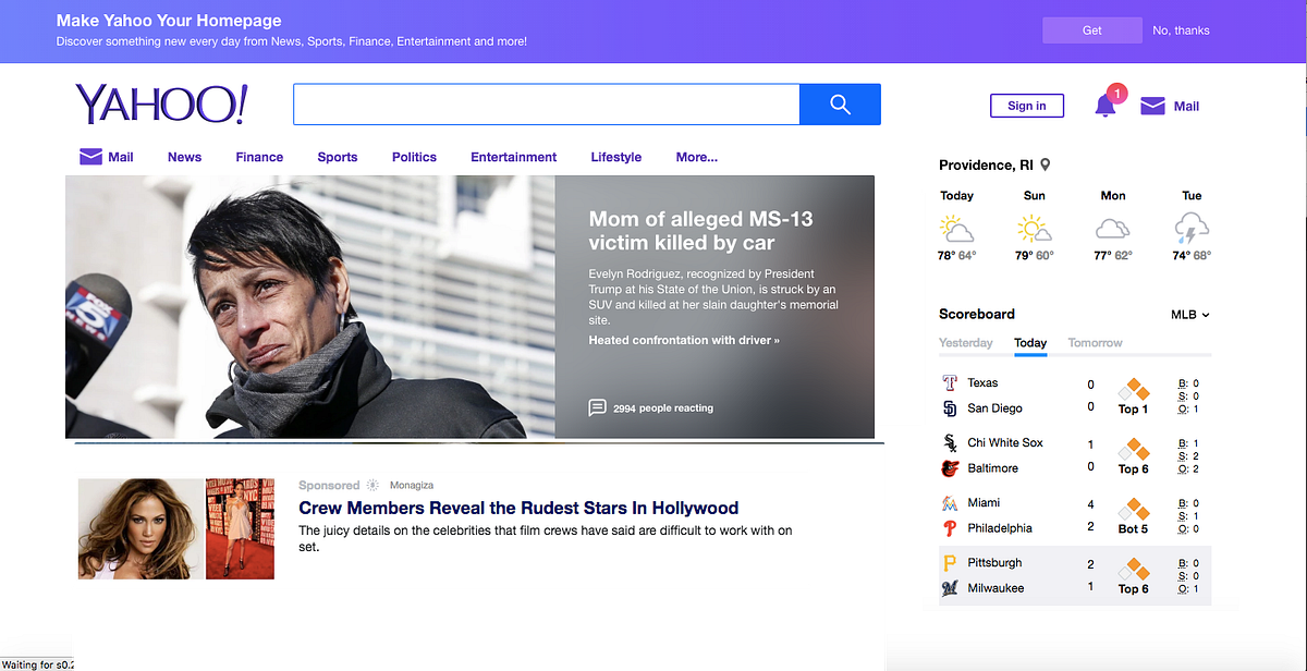 Yahoo: Bad UI Because It’s Broke. If an interface is good, content easier… | by Erica Guo | Medium