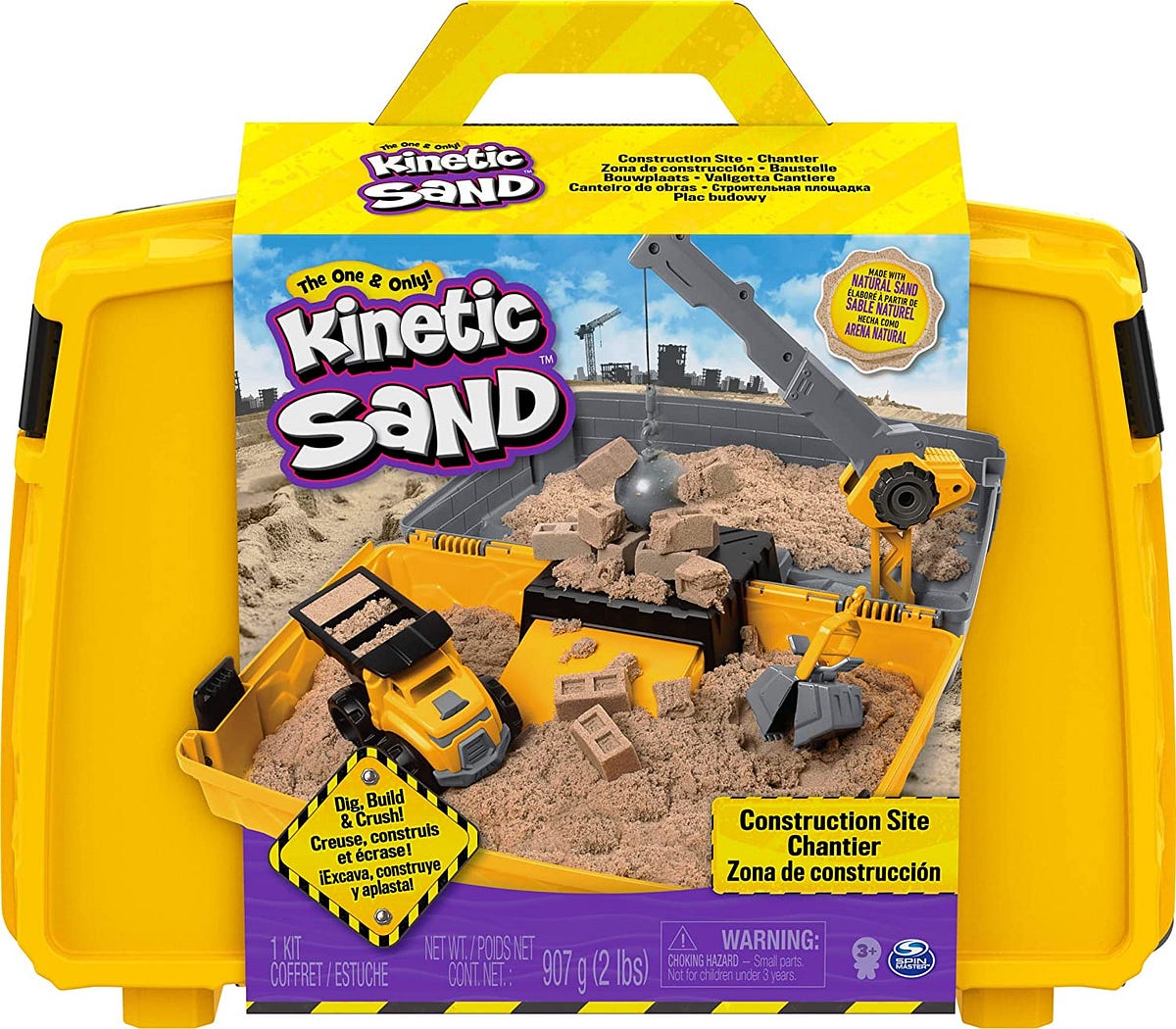 Kinetic Sand, Construction Site Folding Sandbox with Toy Truck and 2lbs ...