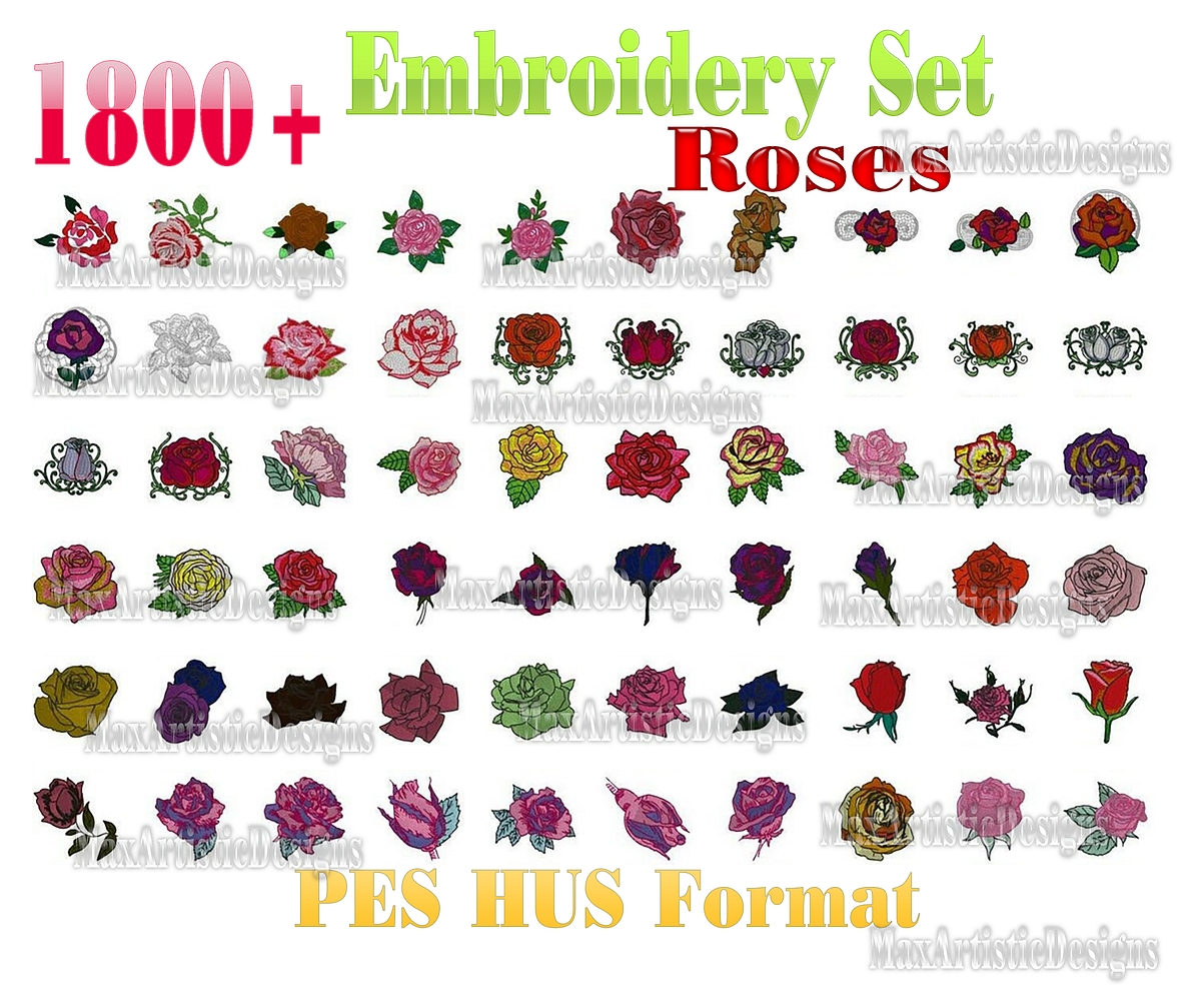 1800+ roses embroidery machine files collection in pes format -Download ...