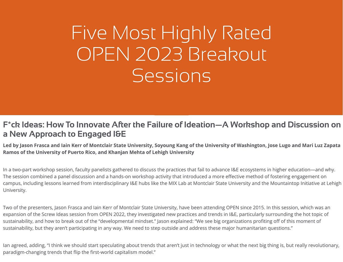 Voted Top 5 Workshop at VentureWell Open 2023 | Emergent Futures Lab ...