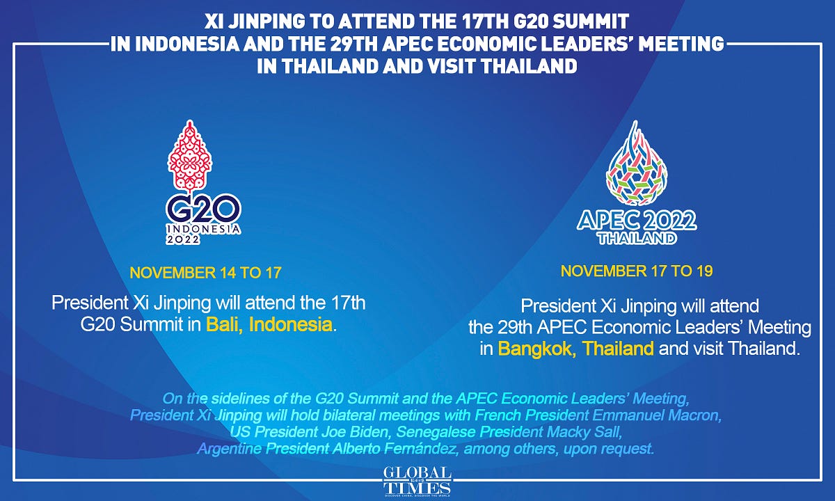 Xi to attend G20, APEC to present vision; events show China’s devt brings opportunities to world ...