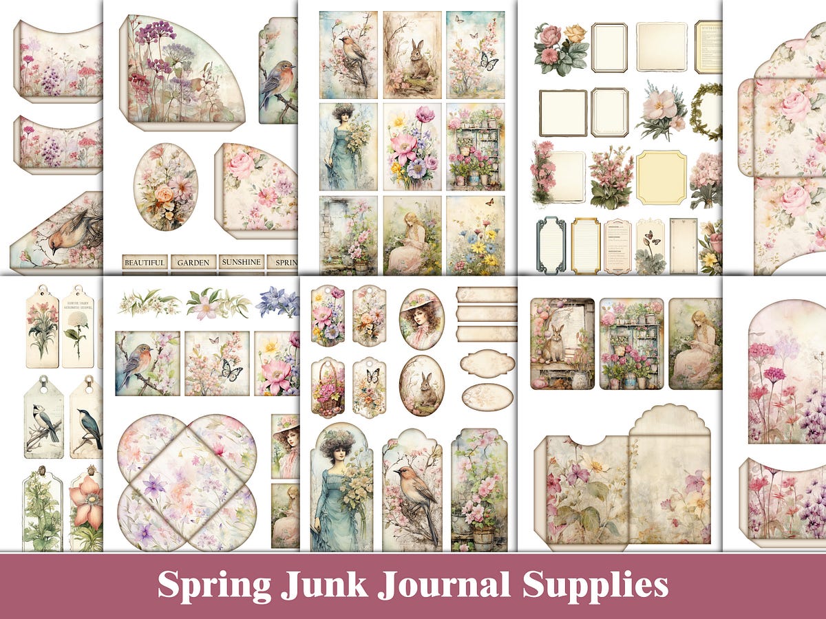 Spring Junk Journal Kit Floral Supplies - Codecrafter - Medium