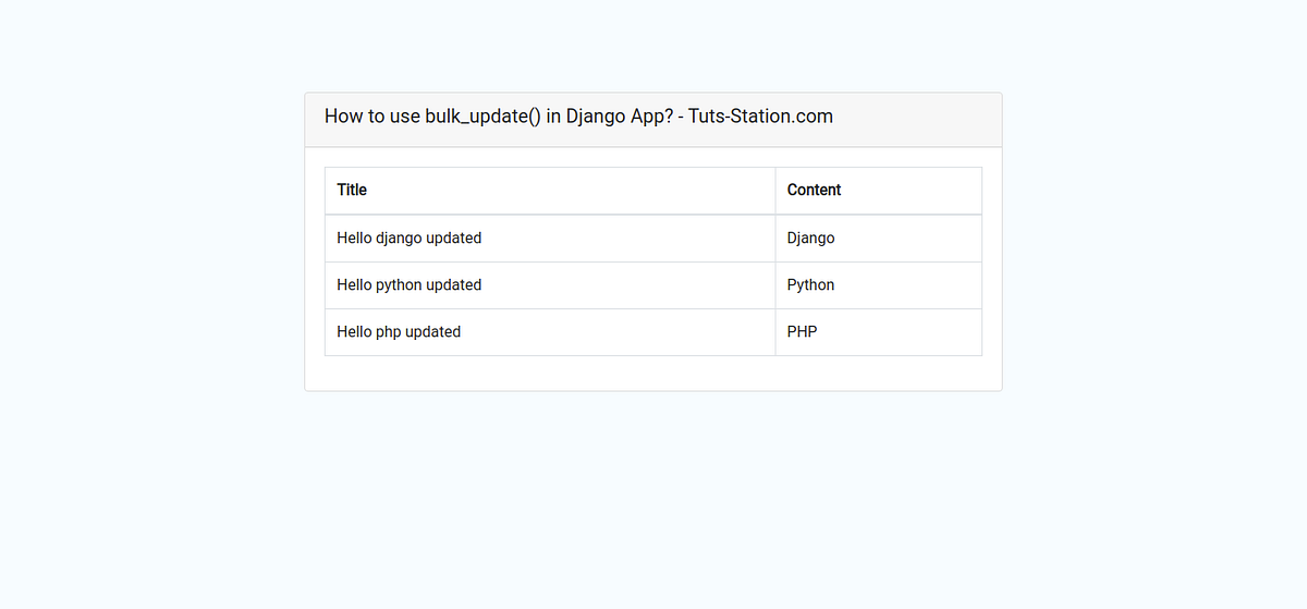 How to use bulk_update() in Django? | by Bhavesh Sonagra | AWS Tip