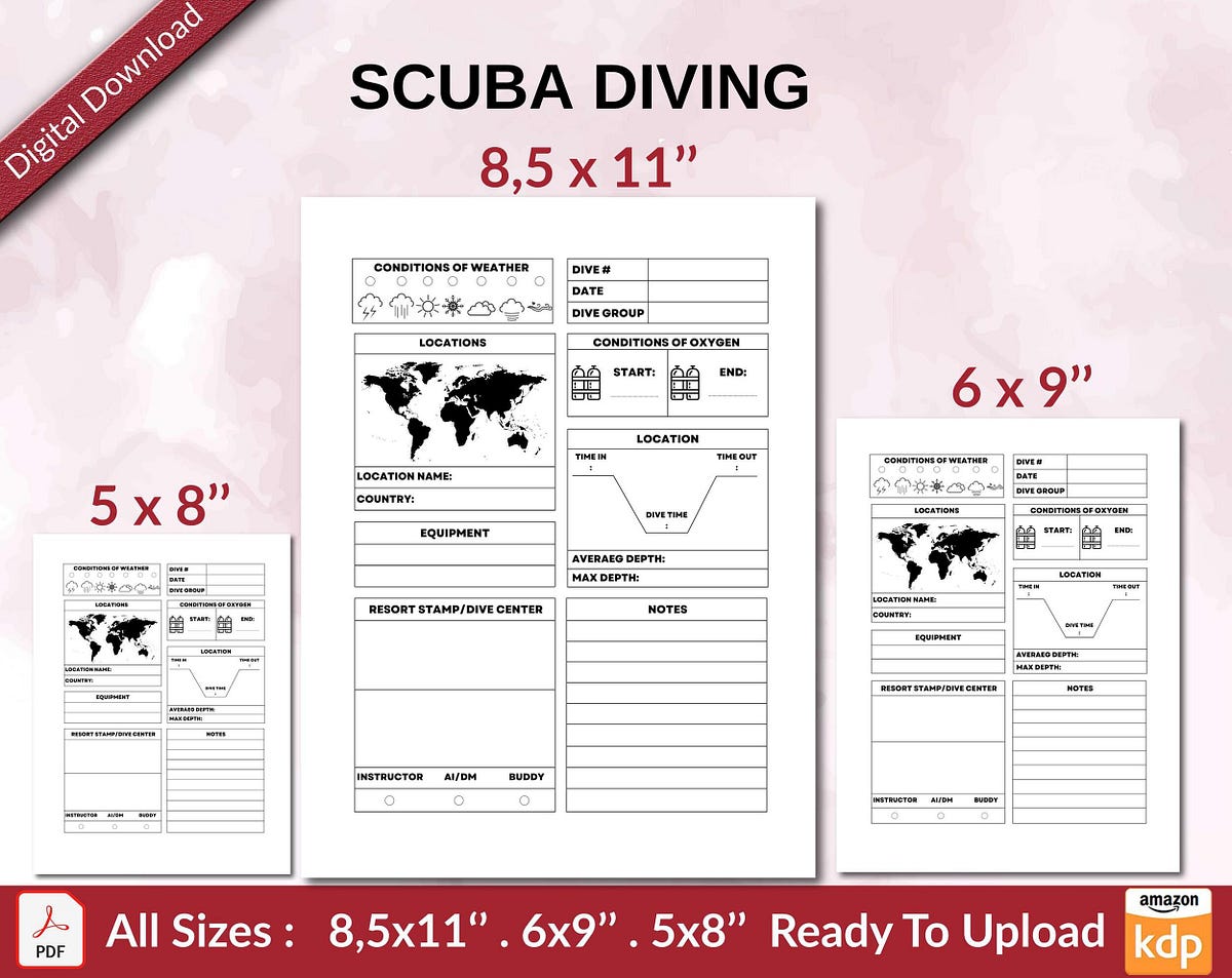 SCUBA DIVING 120 pages Ready to Upload PDF used as Low Content Planner ...
