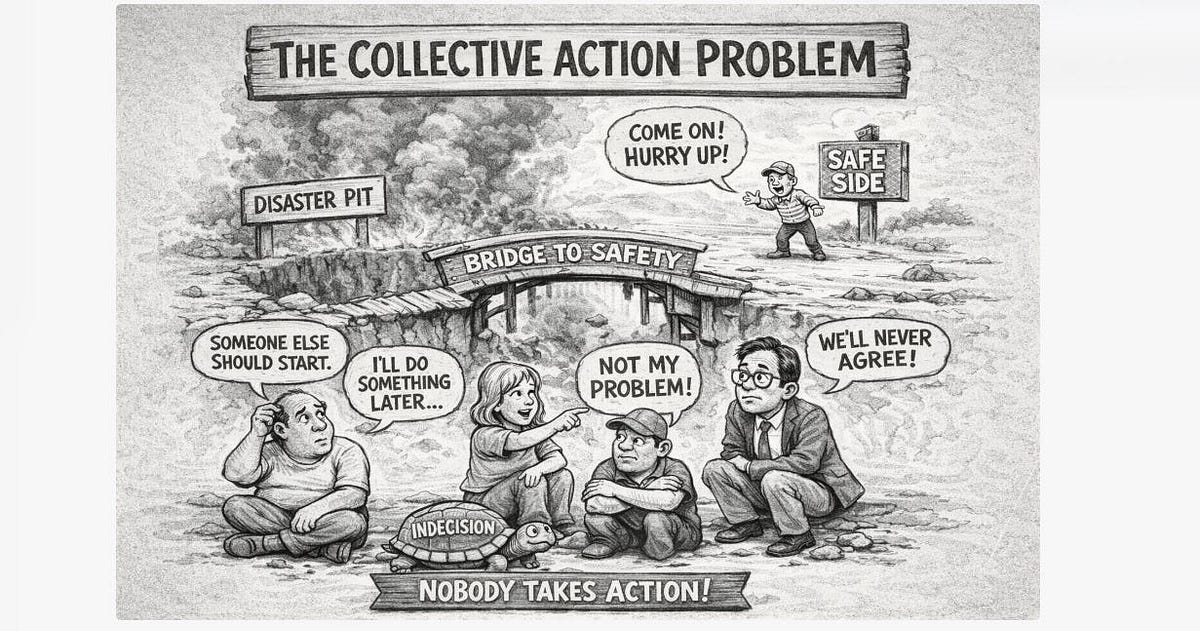 The Collective Action Problem. Everyone wins if enough people do X ...