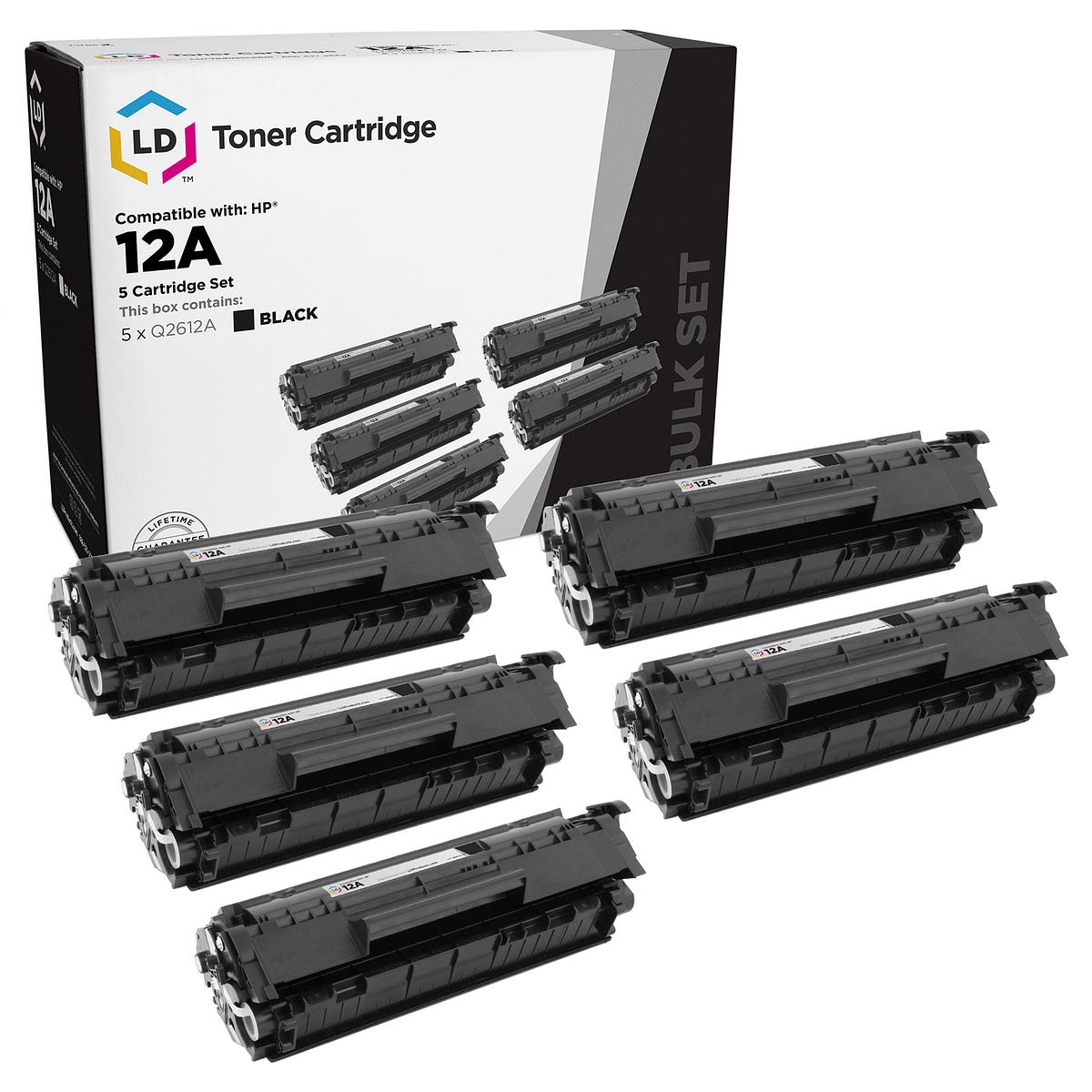 Buy Compatible Toner Cartridges for HP 12A Black, Q2612A — 5 Pack | by ...