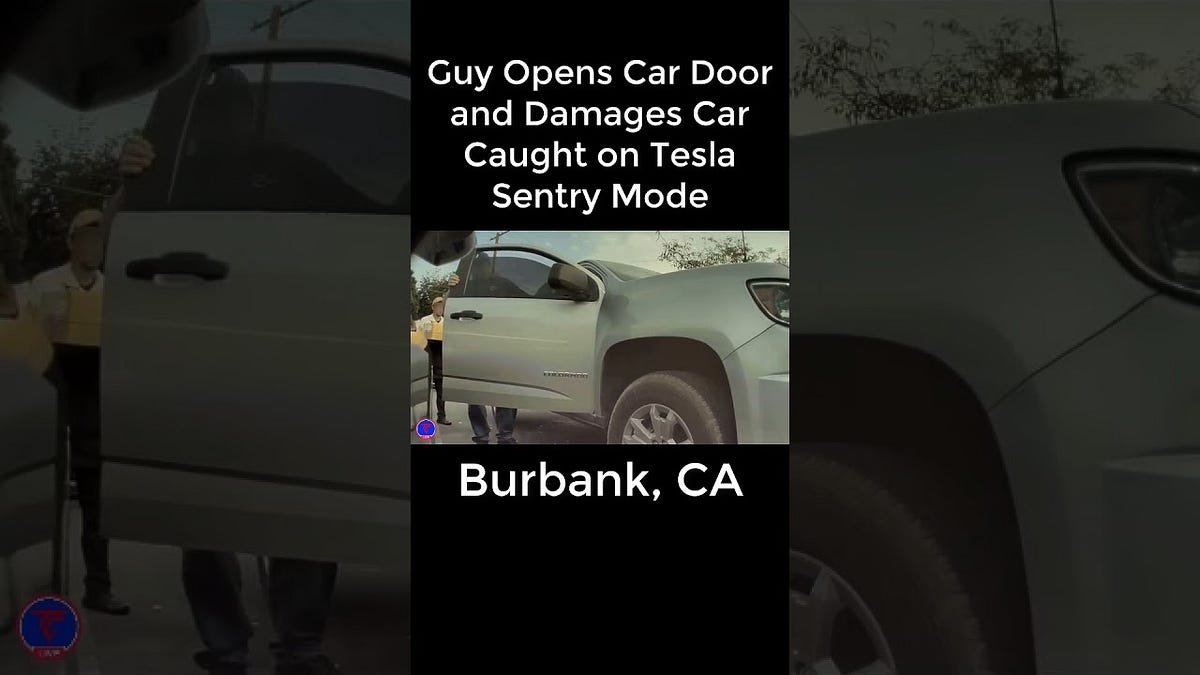 Guy Opens Car Door and Damages Car Caught on Tesla Sentry Mode ...