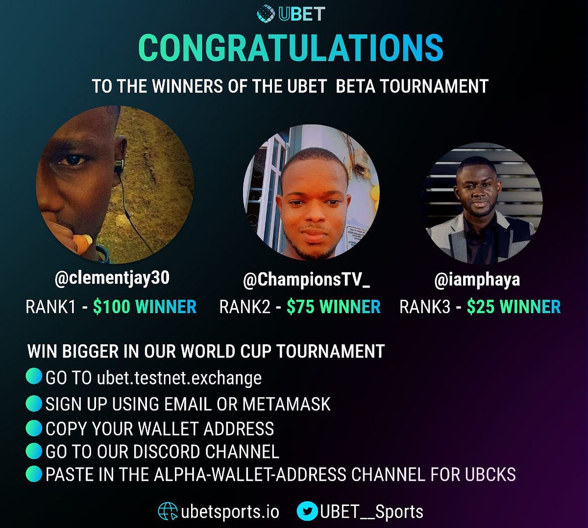 Winners of the UBET Beta Tournament (before the World Cup) Receive Their Prize | by UBET Sports ...