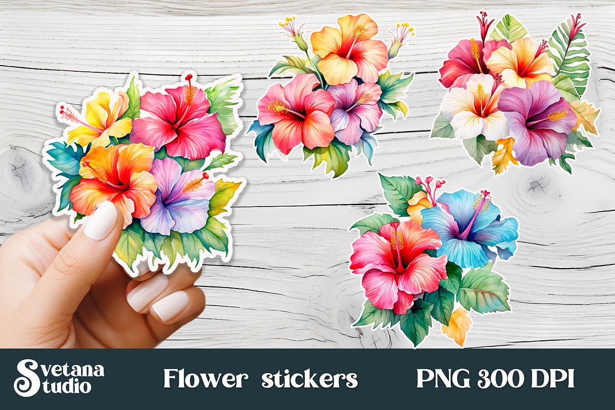 Hibiscus Flower Stickers Printable | by Bytebelle | Jun, 2024 | Medium