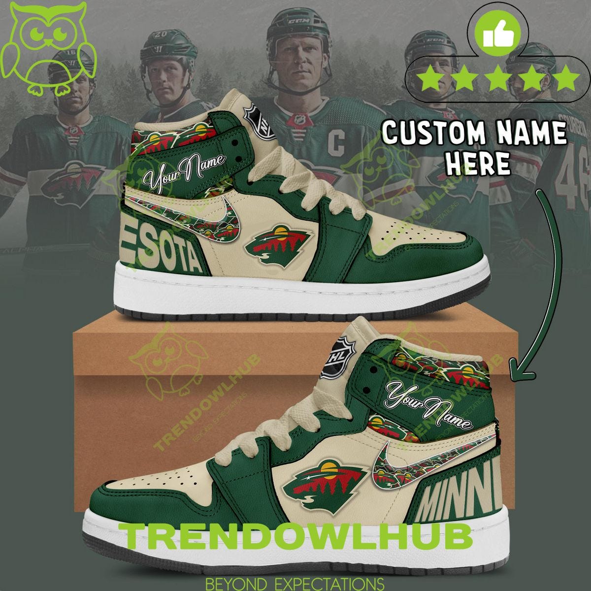 Customized NHL Hockey Minnesota Wild Air Jordan High Top | by Trend Owl ...