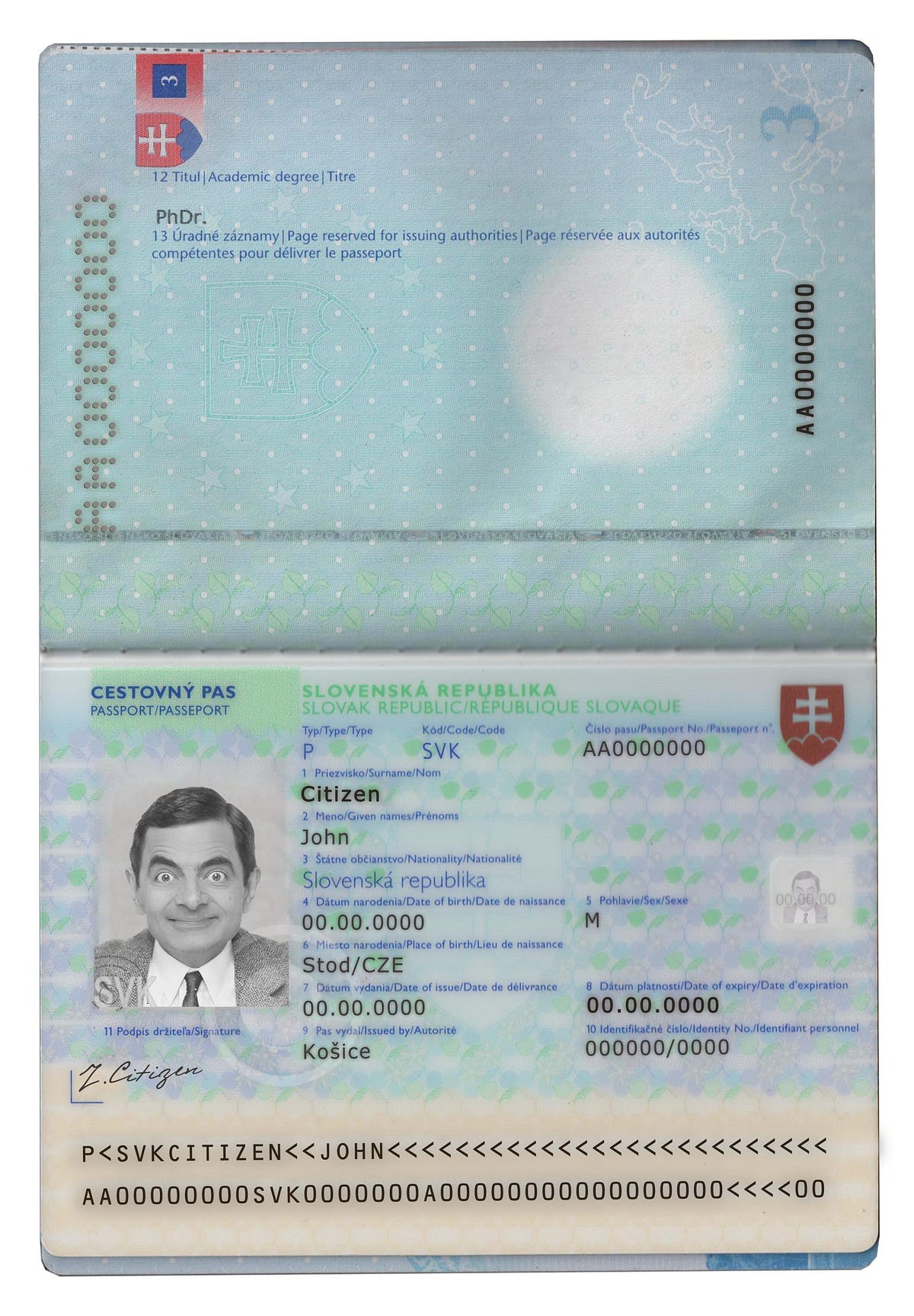 Authentic Slovakia PSD Passport Template - Editabledocscom - Medium
