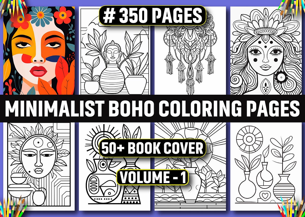 350 Minimalist Boho Coloring Pages — KDP Free | by Caspianfrost | Aug ...