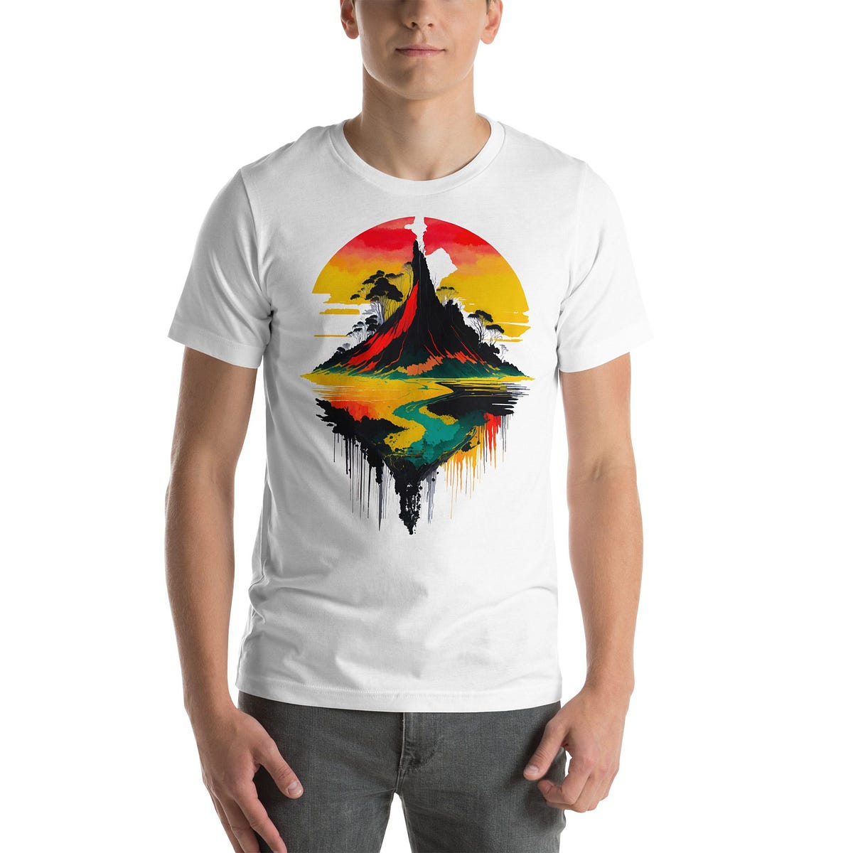 Island Mountain Sunset Tee, Nature Hike Shirt, Colorful Art, Nature ...