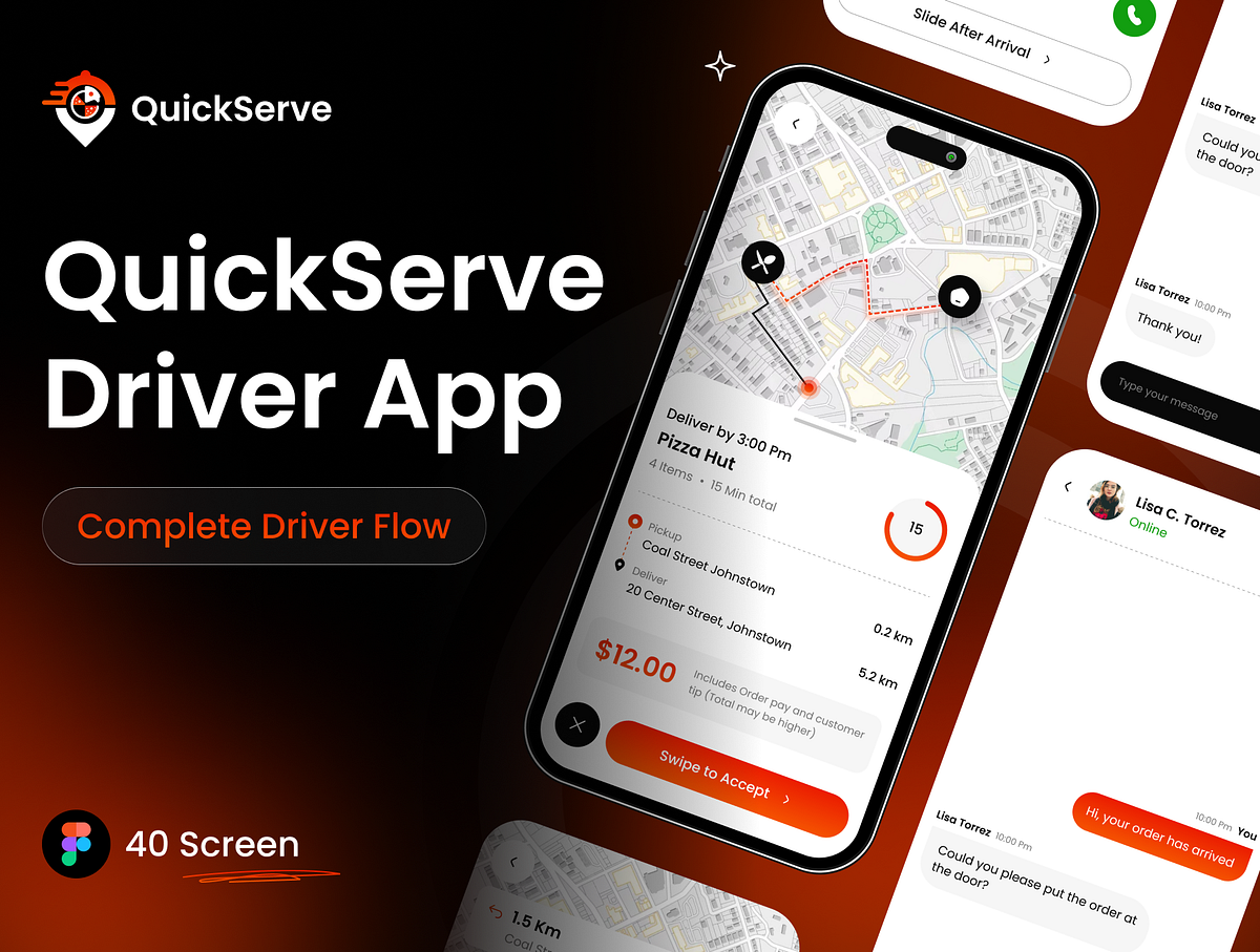 QuickServe Food Delivery Driver UI Kit | by Fluttertop Studio | May, 2024 | Medium