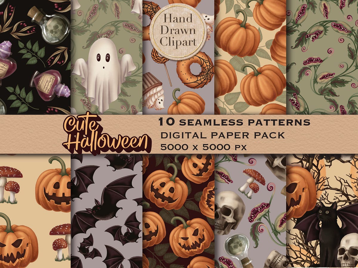 Cute Halloween Seamless Pattern Bundle Free | by Radiantripple | Sep ...
