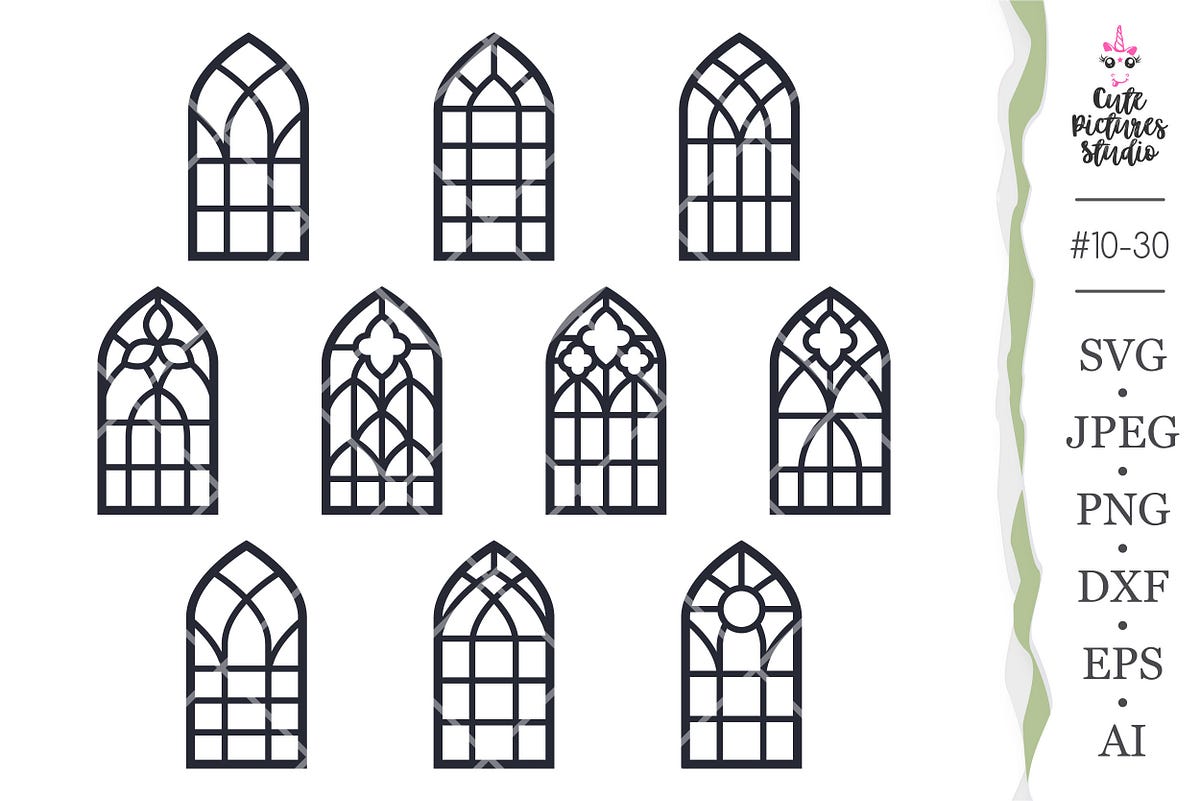 Antique Arched Window Frames Svg Set (Craft Graphics) | by Craftycarla ...