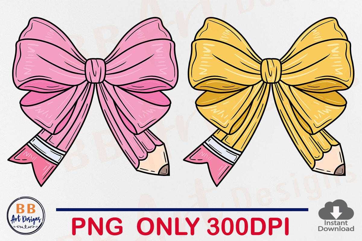 Pencil Coquette Bow Teacher School PNG Free | by Pixelpharaoh | Jul ...