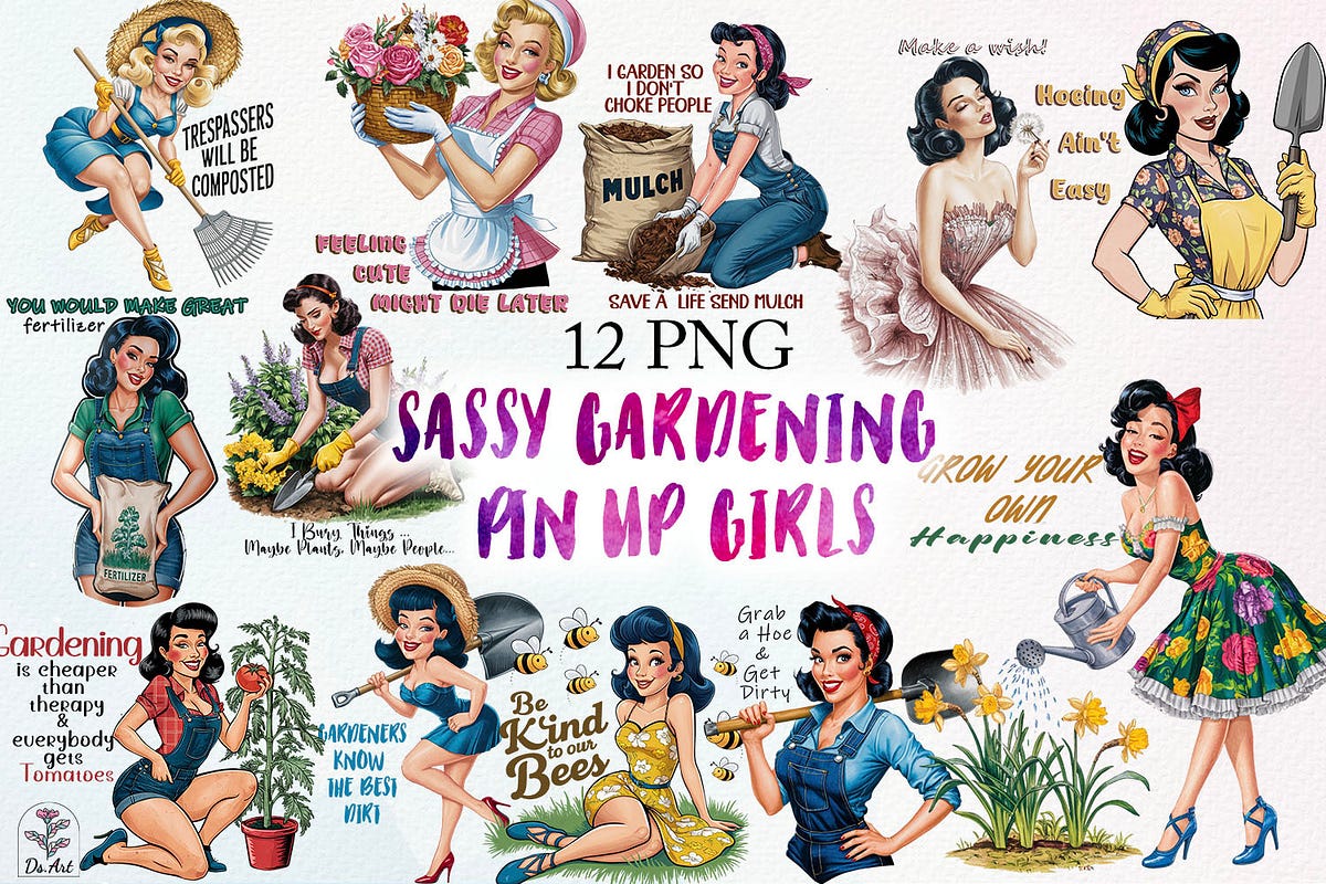 Sassy Gardening Pin-up Girl Sublimation - Leejunhe - Medium