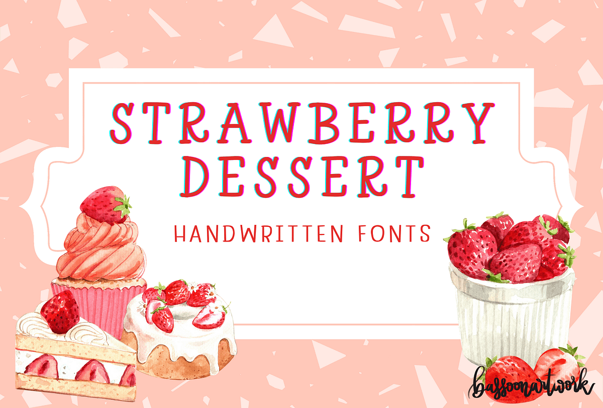 Strawberry Dessert Font - Threedsvgpros - Medium