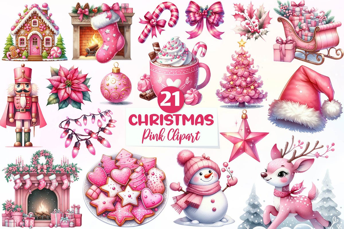 Pink Christmas Png Clipart Bundle Free | by Harlequin | Sep, 2024 | Medium