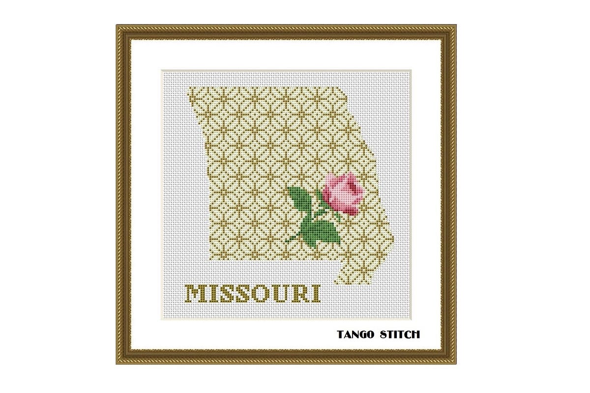 Missouri USA State Map Flower Ornament Cross Stitch Patterns | by ...