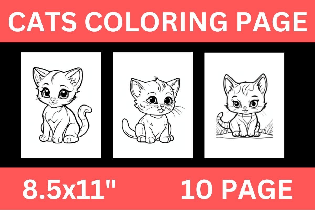 Cute Cats Coloring Page for Kids Free Download | by Neonnomad | May ...
