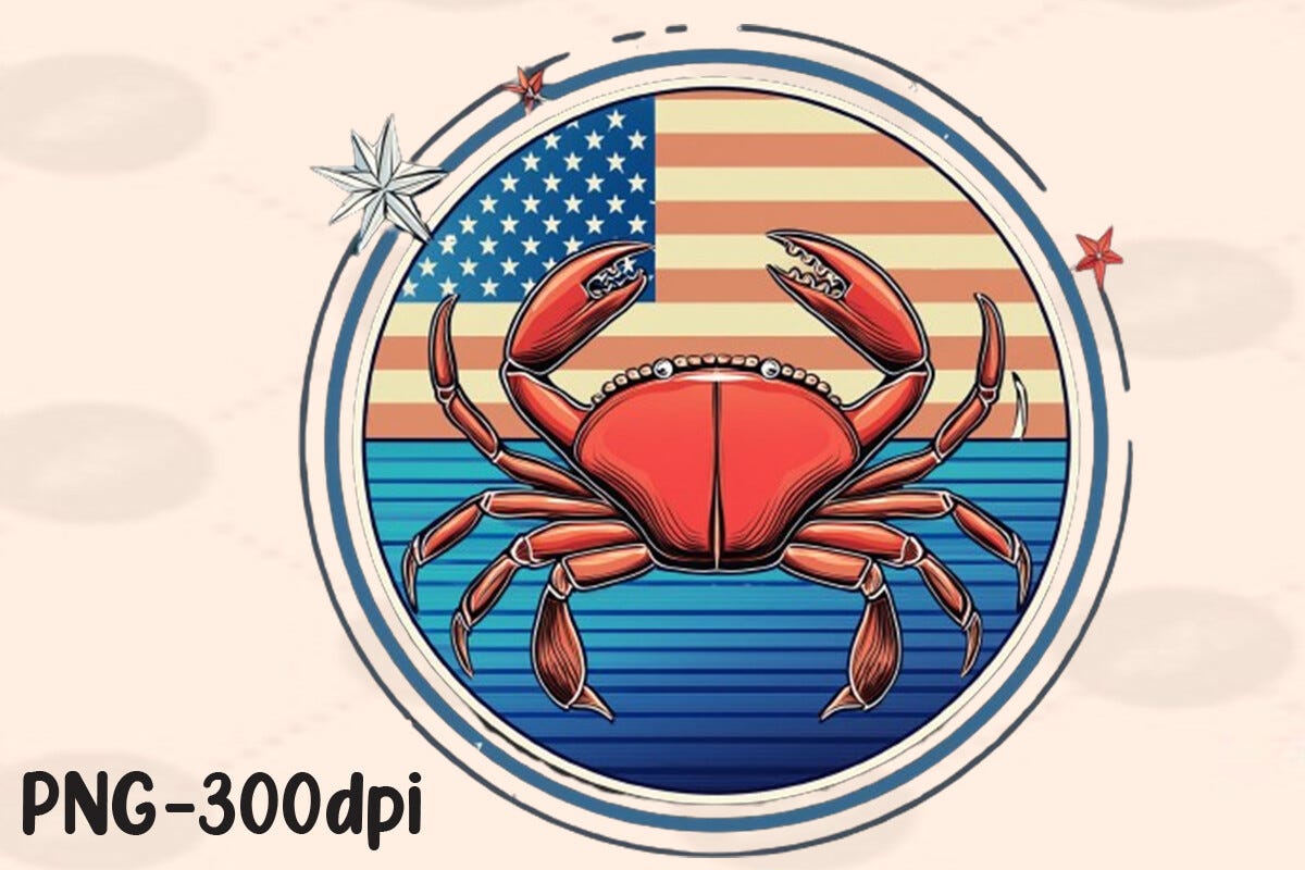 Crab American Flag 4th July Fishing PNG Free Download | by Prismpalette ...