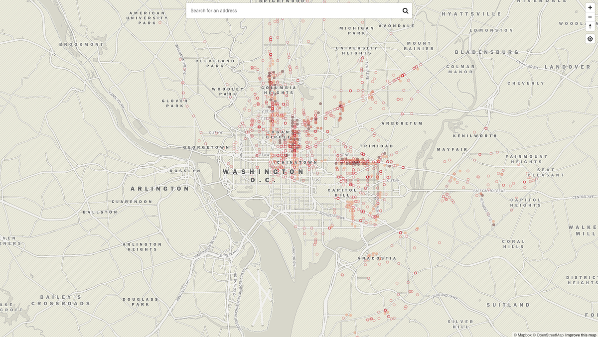Washington Post 1968 D.C. riots. By: Lo Bénichou | by Mapbox | maps for ...