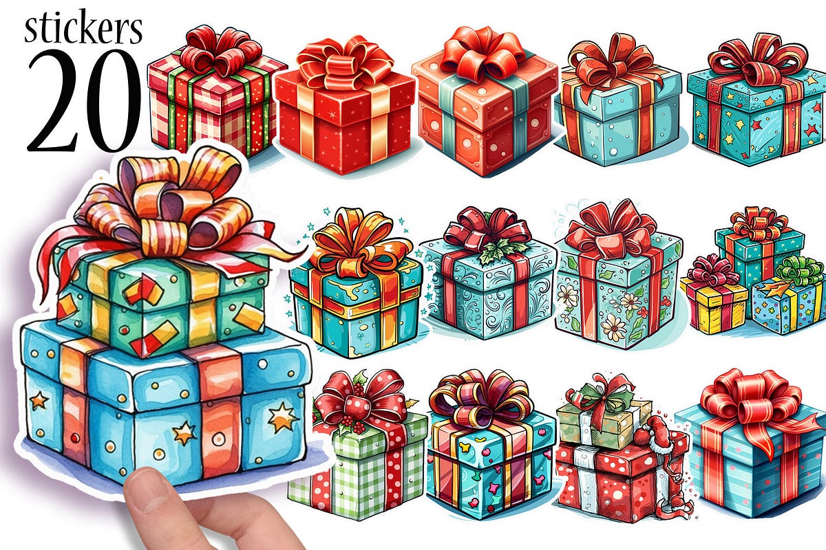 Christmas Gift Printable Stickers PNG Free Graphic | by Mingmingjiu ...
