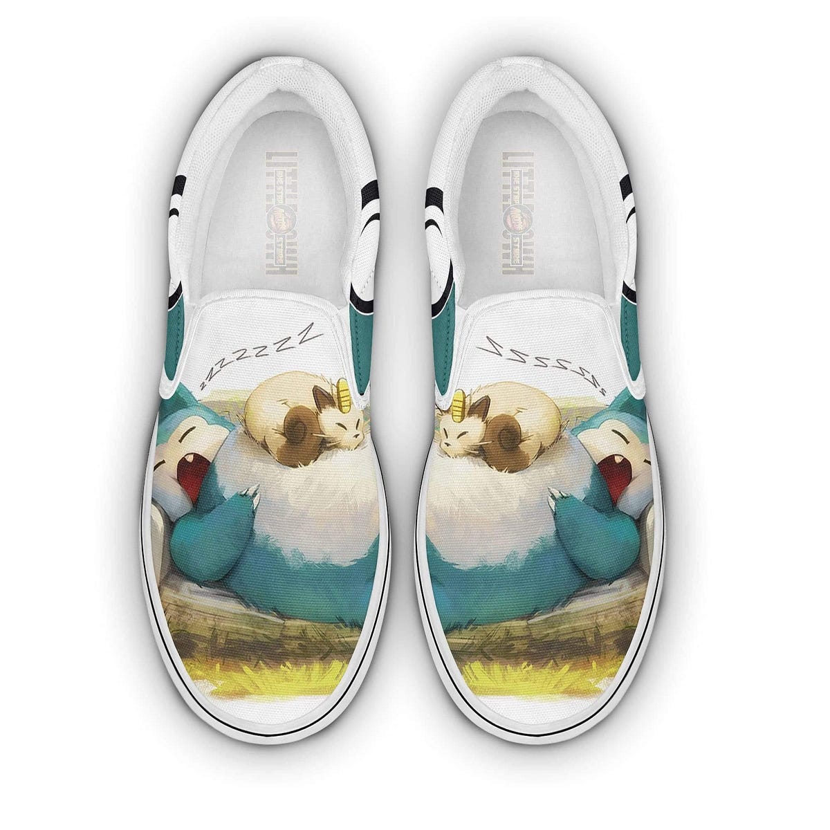 Snorlax X Meowth Classic Slip-On Custom Pokemon Shoes Anime Flat ...