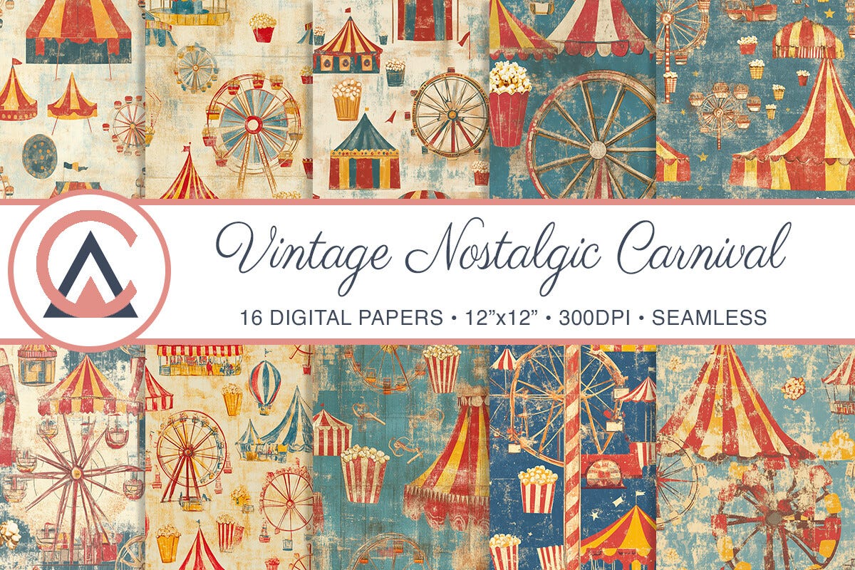 Vintage Nostalgic Carnival Circus Papers Free | by Subsequent | Sep ...