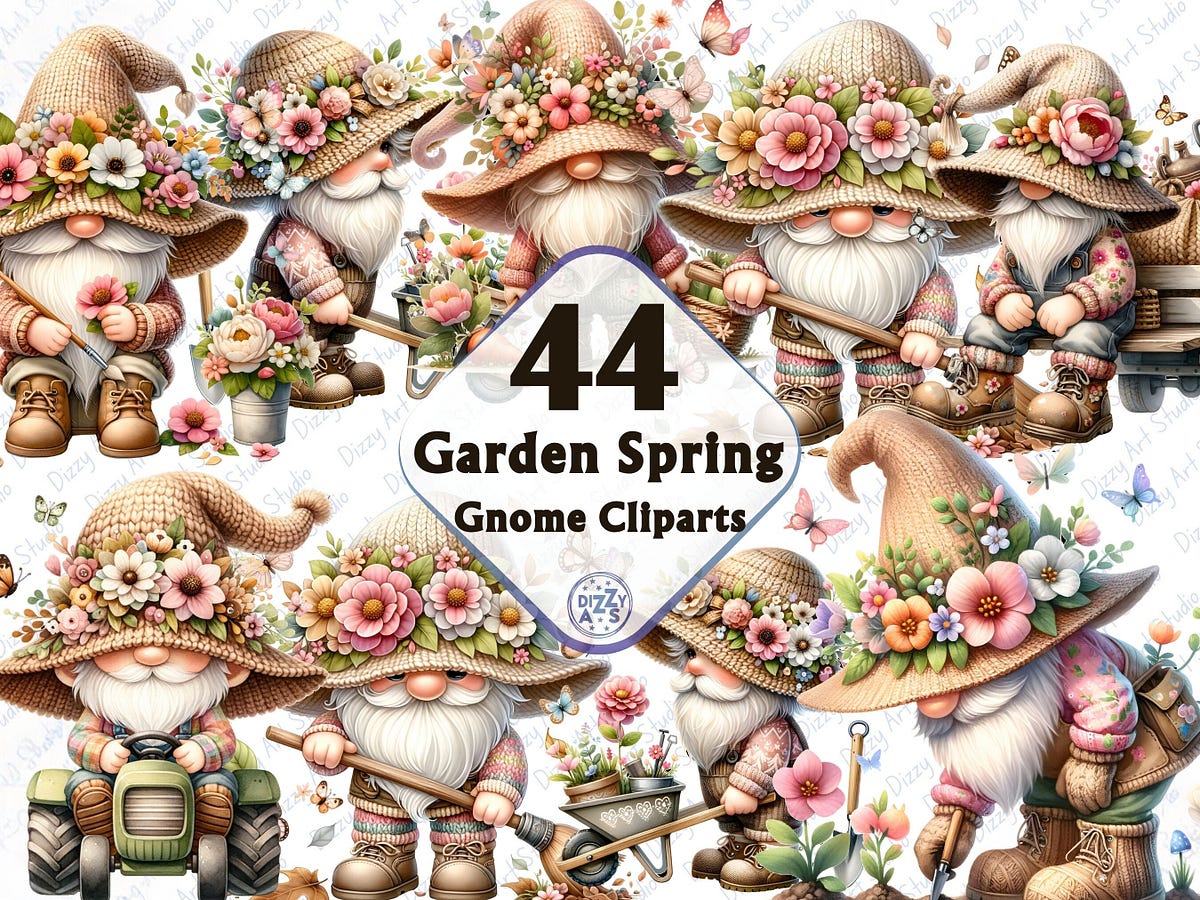 Watercolor Garden Gnome Cliparts Bundle Free | by Luminouslagoon | Medium