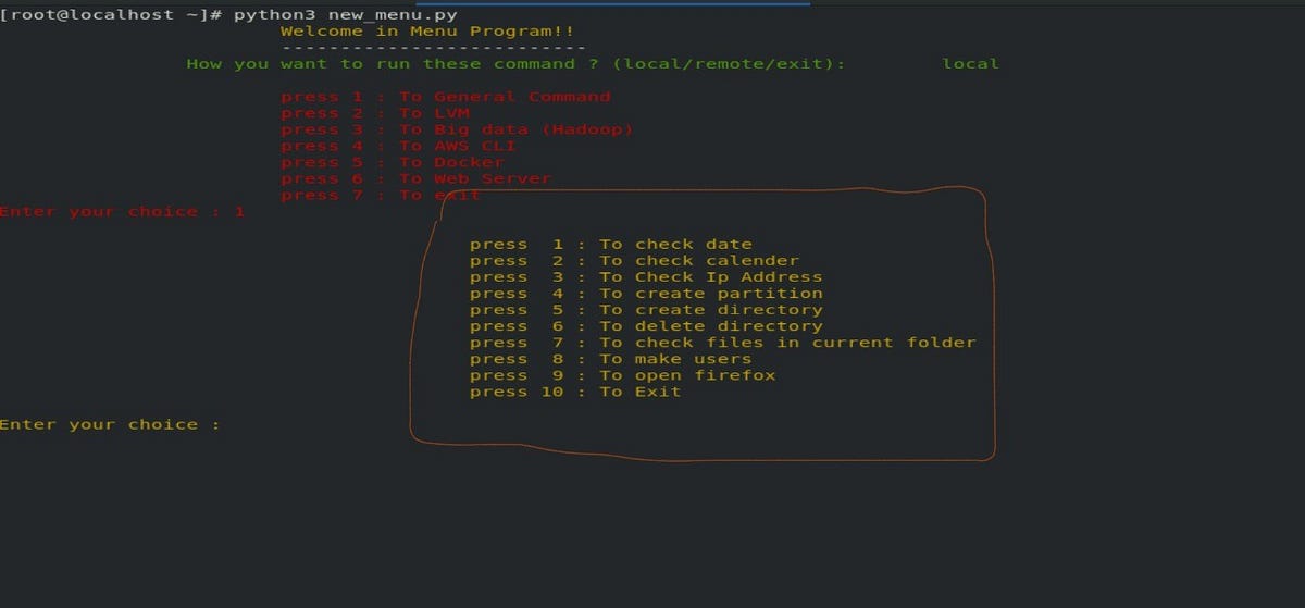 Create Python Menu Based Program And Integrate It With Multiple Technologies By Shrutivij