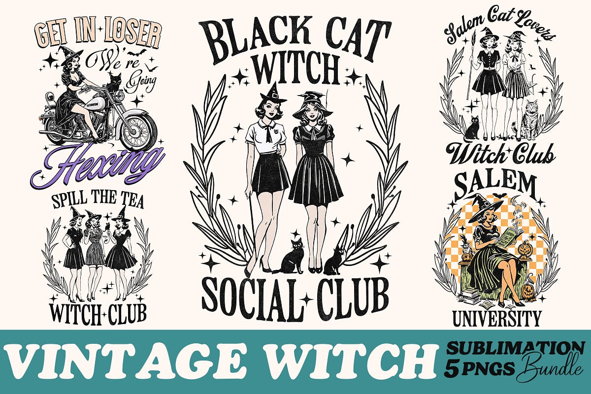 Retro Halloween Pin-up Witches Bundle Free | by Eclipseartistry | Aug ...
