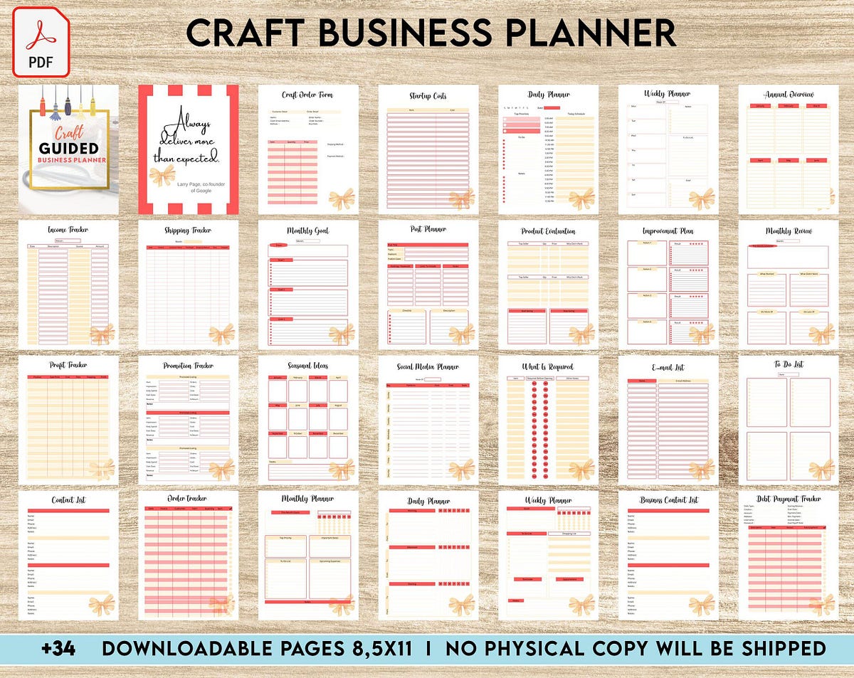 Craft Business Planner Template, Order form, Invoice, Tracker Etc ...