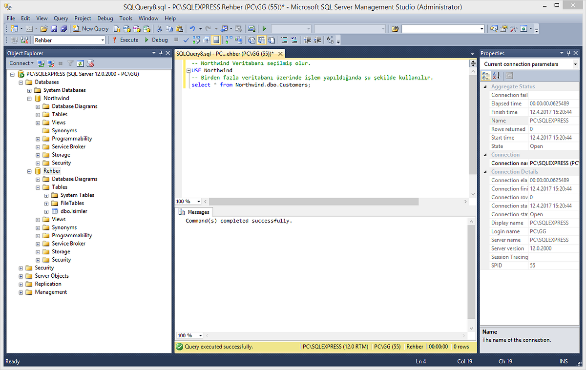 T-SQL ‘de USE, DECLARE & SET, PRINT Kullanımı | by Gökhan YAVAŞ ...